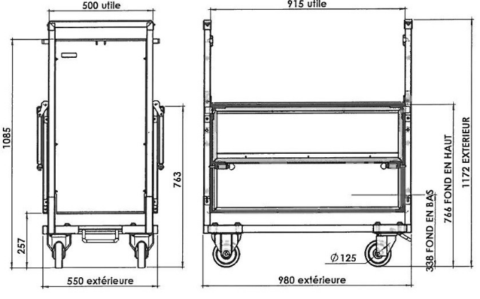 Chariot ergonomique à fond auto-élévateur pour objets en vrac ...
